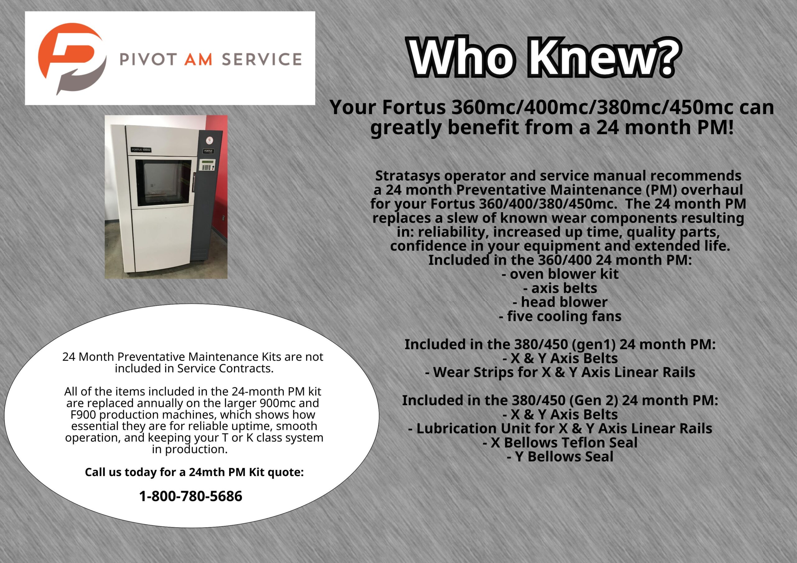 Recommended 24 Month Preventative Maintenance for Fortus 3d printers